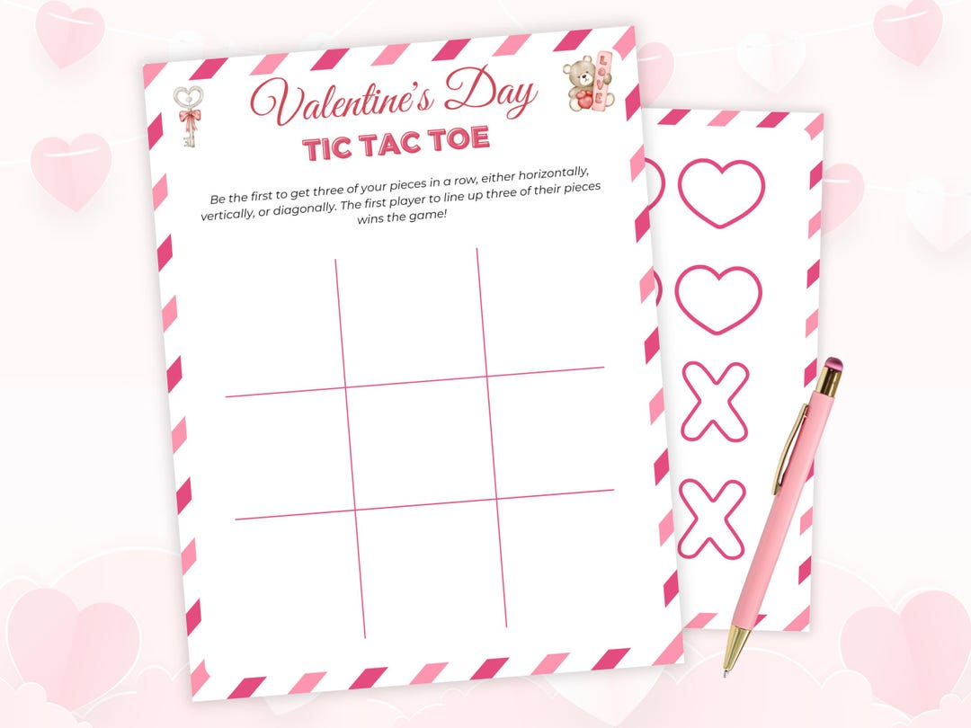 Tic Tac Toe Game Printable Valentine's Day Games Couple Party Games ...