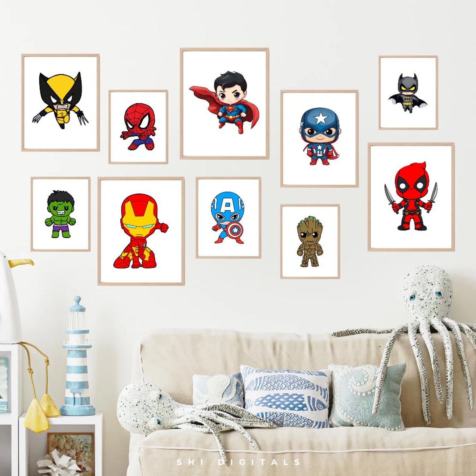 Superhero Wall Art Superhero Nursery Poster Superhero 10 Set Nursery ...