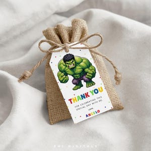 Hulk Thank You Tag Editable Superhero Hulk Birthday Gift Tag Printable ...