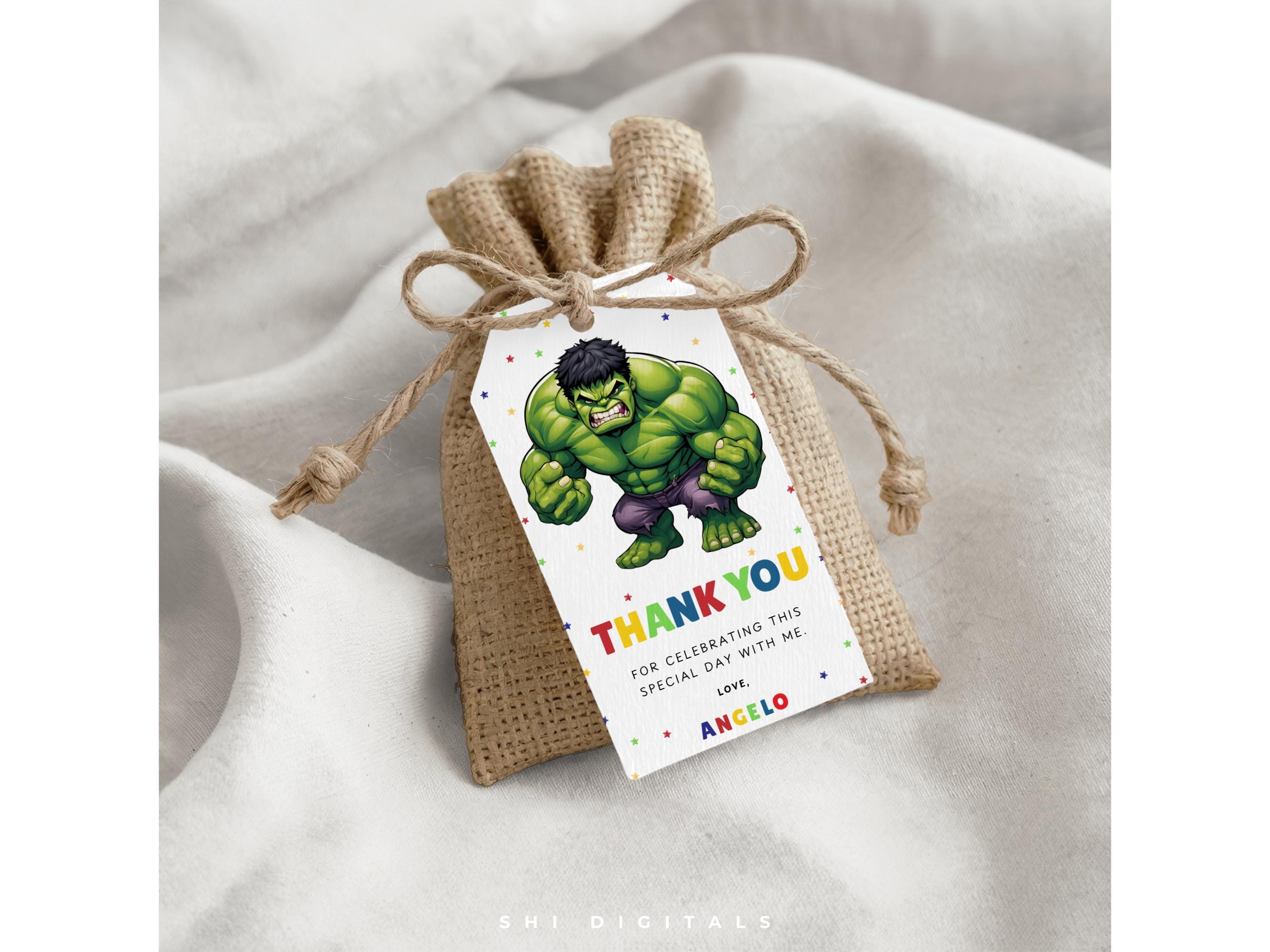 Hulk Thank You Tag Editable Superhero Party Favor Tags - Etsy