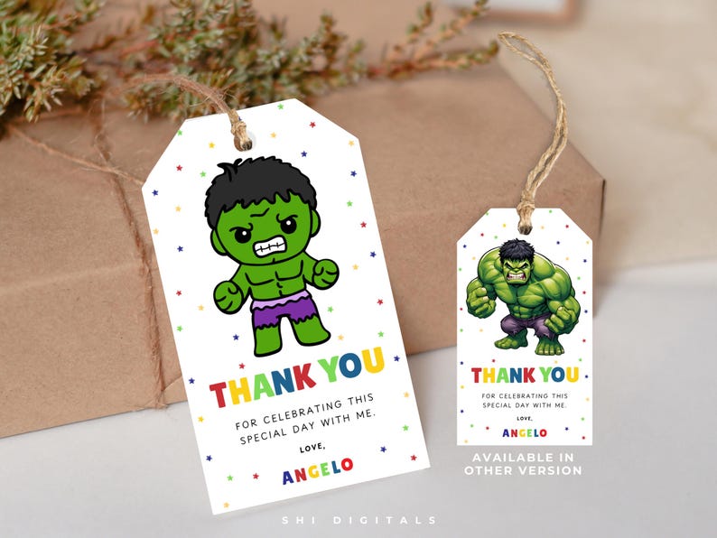 Hulk Birthday Thank You Tag Chibi Party Favor - Etsy Australia