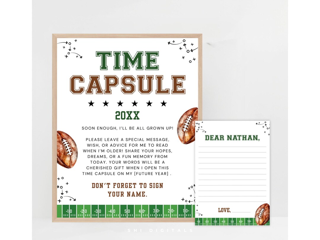 Football Time Capsule Sign First Year Down Time Capsule Sign Template ...