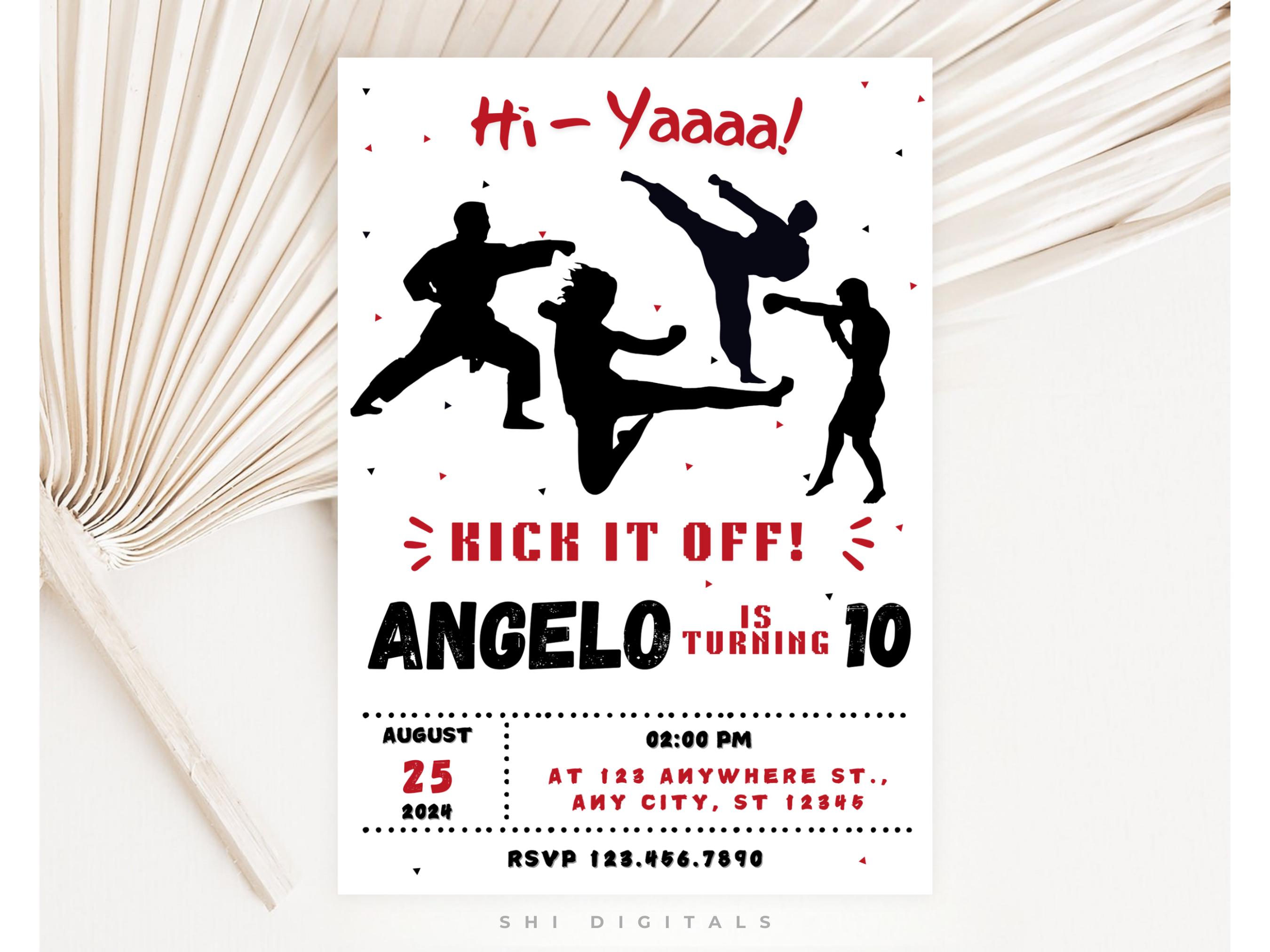 Karate Birthday Invitation Template Taekwondo Birthday Invitation ...
