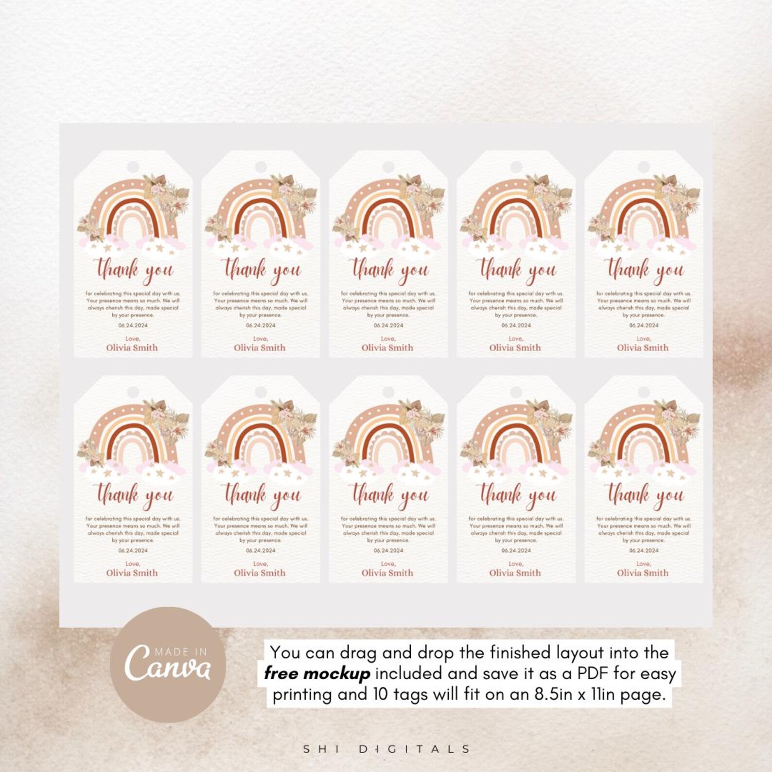 Editable Boho Rainbow Invitation Printable Boho Rainbow Invite Pampas ...