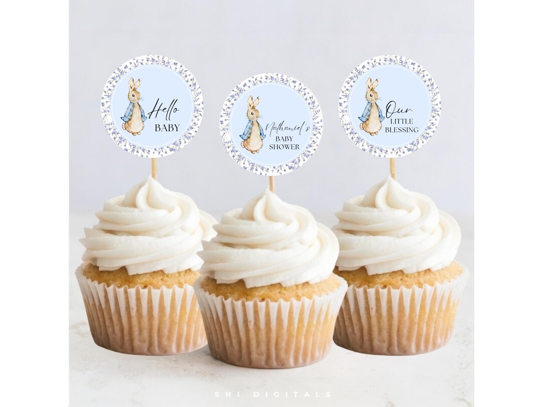 Peter Rabbit Cupcake Toppers Peter Bunny Baby Shower Cupcake Toppers ...