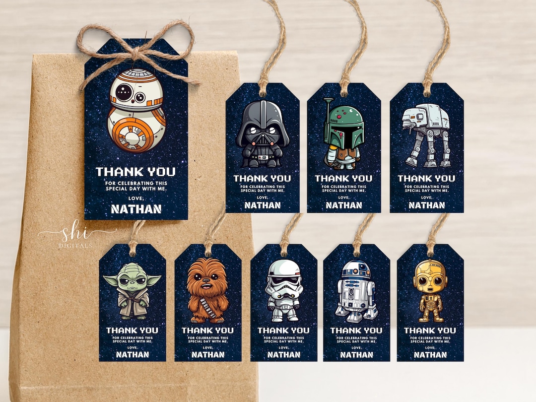 Star Wars Thank You Tag Editable Star Wars Birthday Gift Tag Printable ...