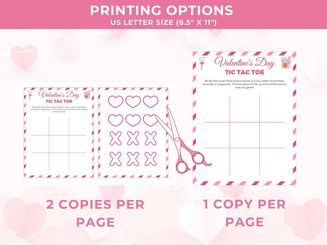 Tic Tac Toe Game Printable Valentine's Day Games Couple Party Games ...