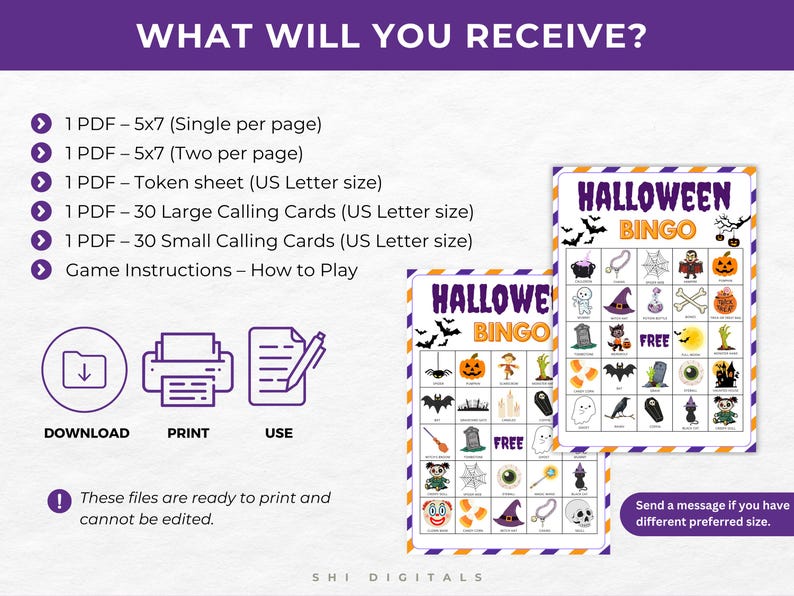 50 Halloween Bingo Cards Printable Halloween Party Game for Kids and ...