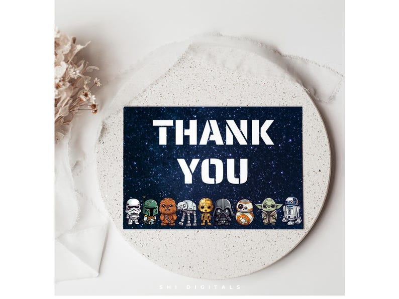 Editable Star Wars Thank You Card Template SW01 - Etsy