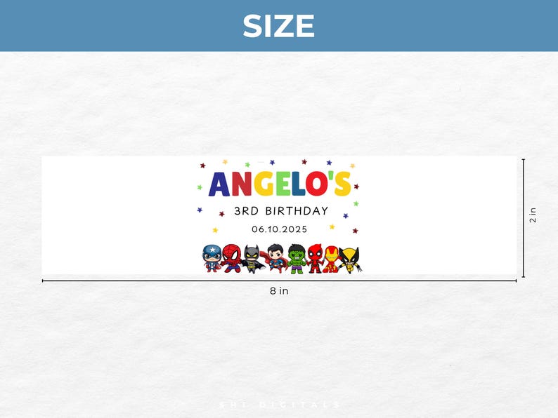 Superhero Birthday Water Bottle Labels Template SH01 - Etsy