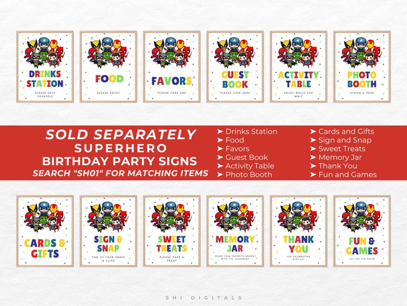 Editable Superhero Birthday Invitation Template Kids Party Invite SH01 ...