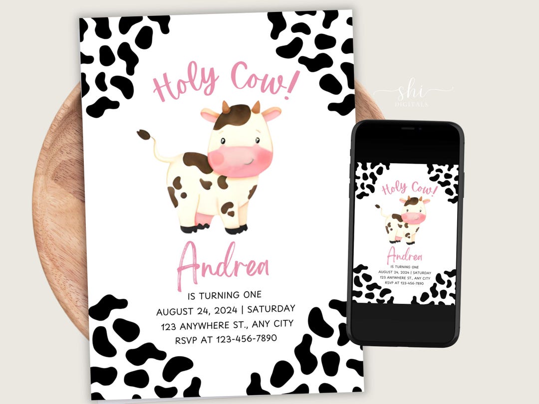 Holy Cow Birthday Invitation Template Printable Holy Cow Birthday ...