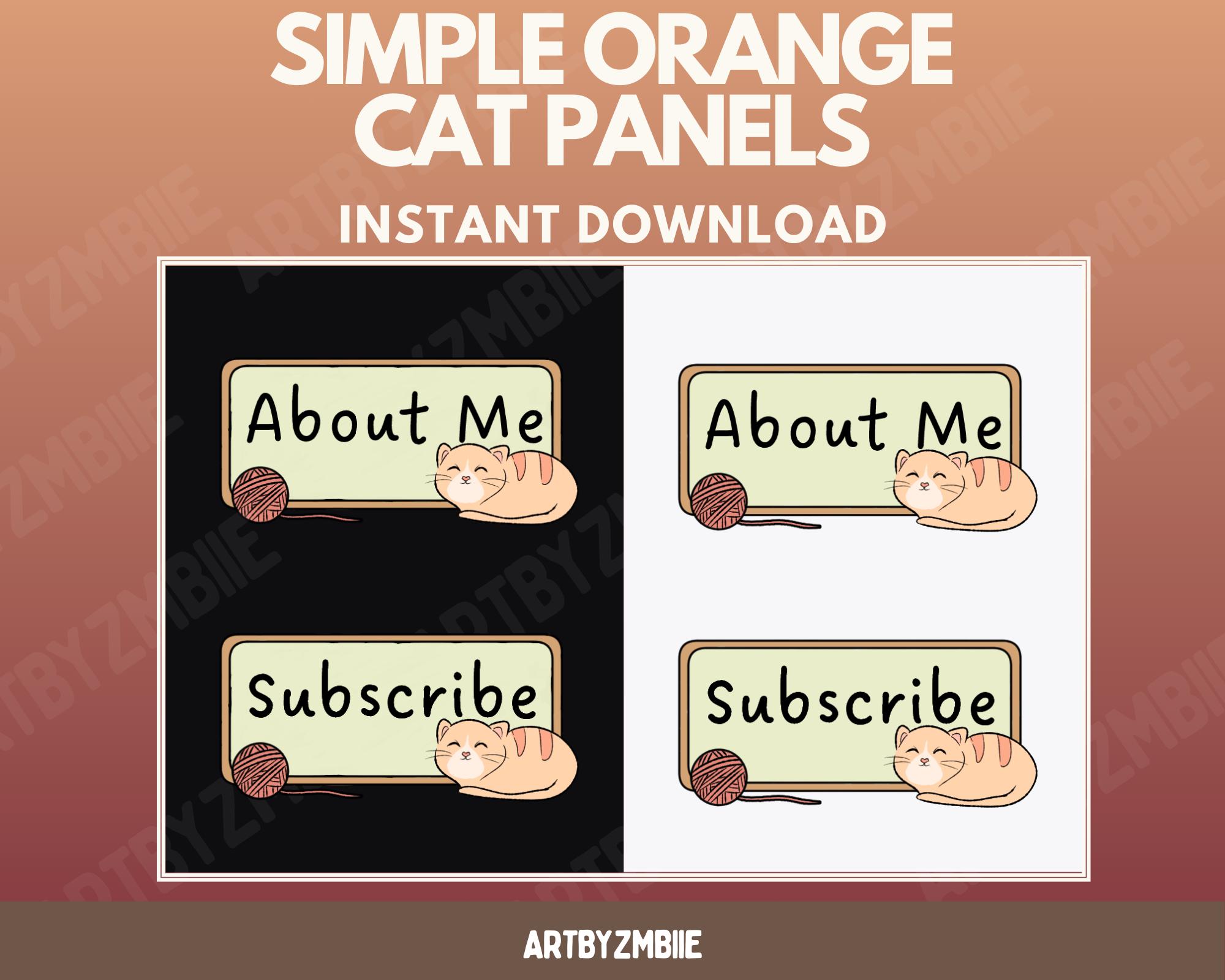 Simple Orange Cat Panel / Cozy / Sleepy Orange Cat PREMADE for Twitch ...