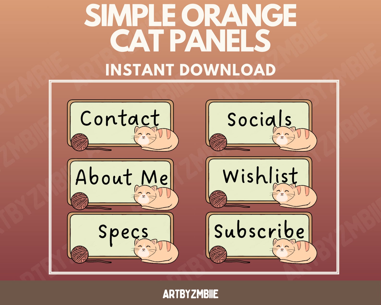 Simple Orange Cat Panel / Cozy / Sleepy Orange Cat PREMADE for Twitch ...