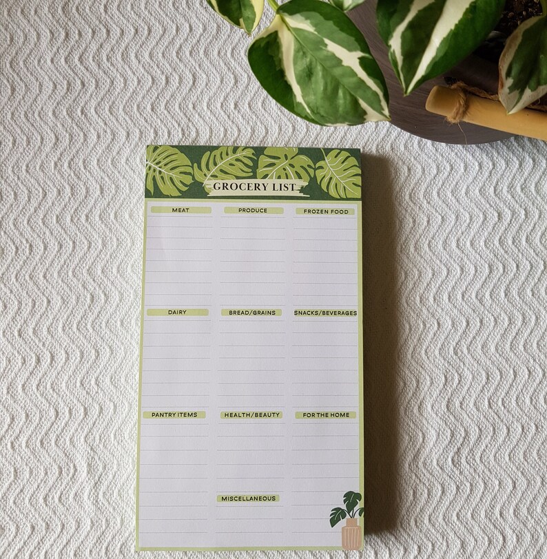 Grocery List Organized Shopping Notepad Magnetic Fridge Notepad Back ...