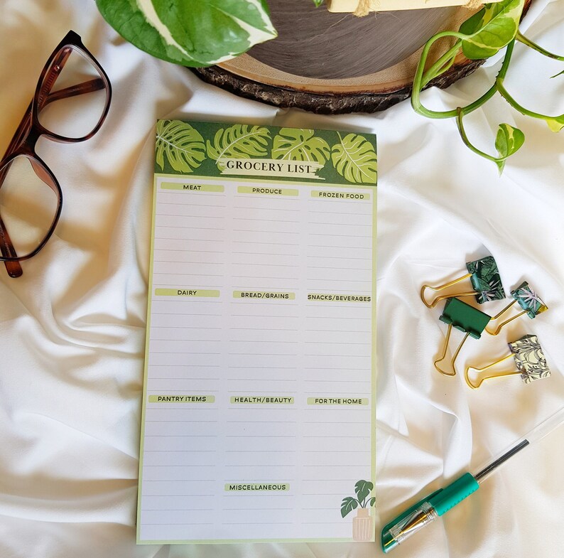 Grocery List Organized Shopping Notepad Magnetic Fridge Notepad Back ...