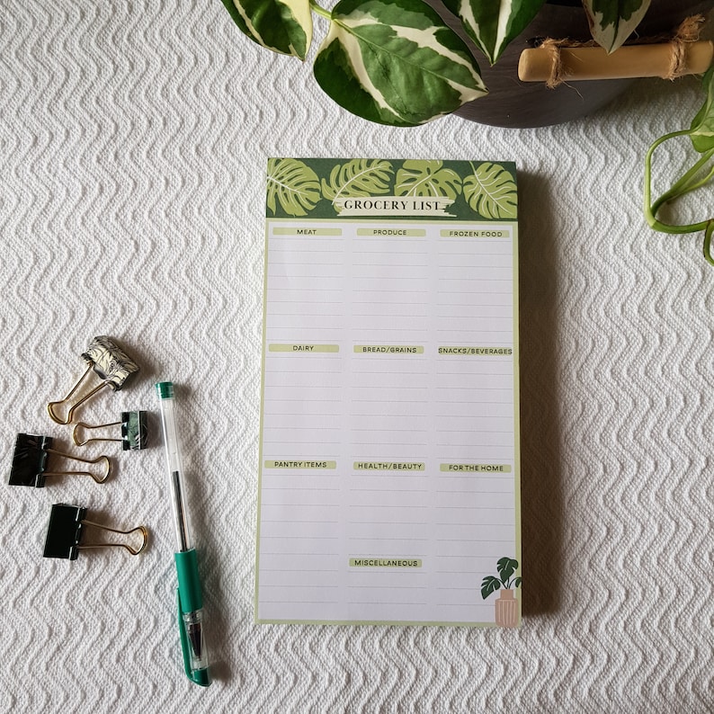 Grocery List Organized Shopping Notepad Magnetic Fridge Notepad Back ...