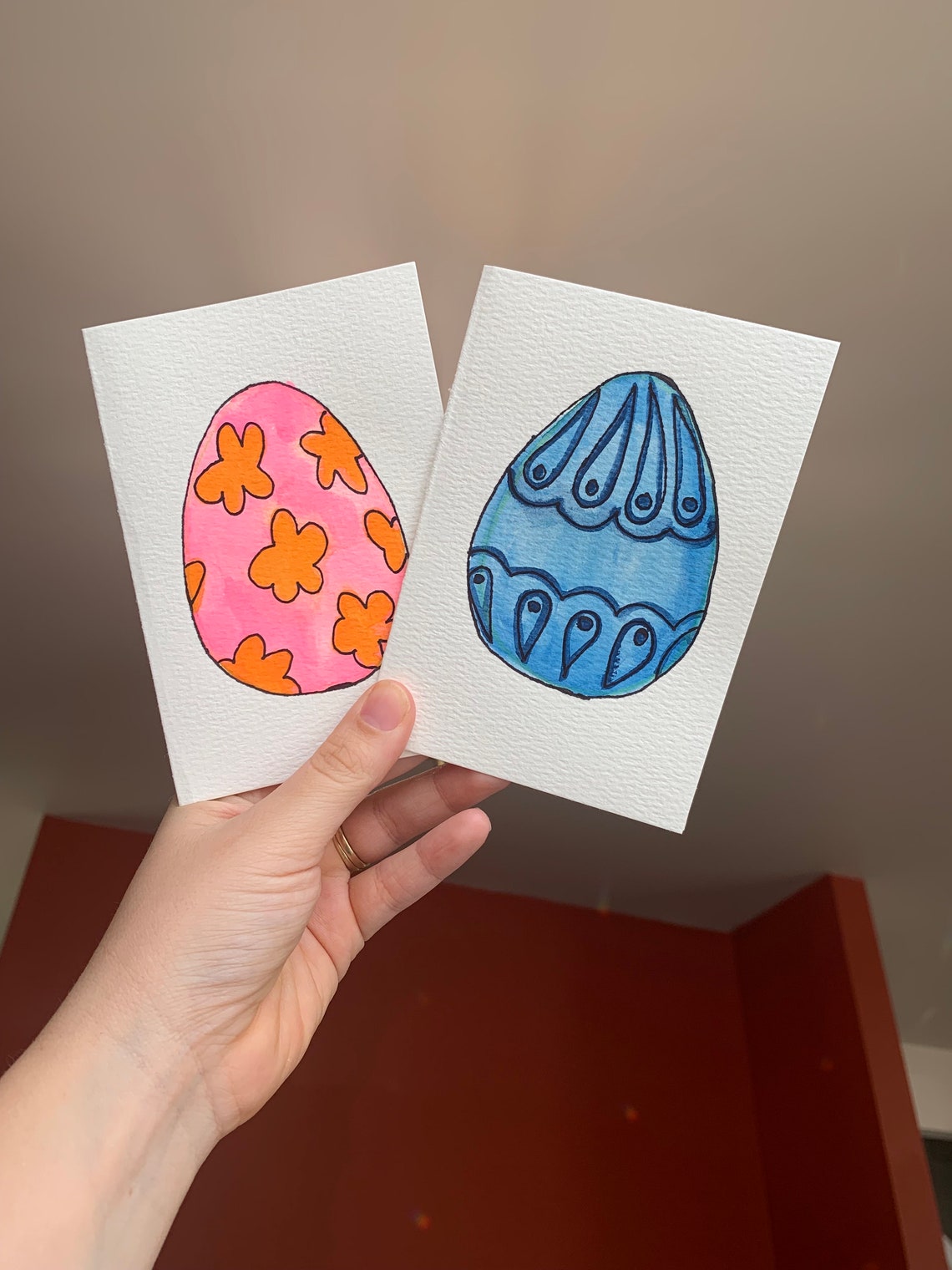 Easter Egg Cards Handmade Easter Cards Hand Painted Easter Egg Greeting ...