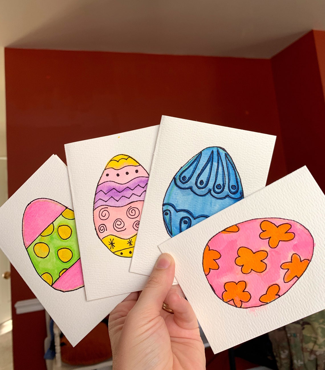 Easter Egg Cards Handmade Easter Cards Hand Painted Easter Egg Greeting ...