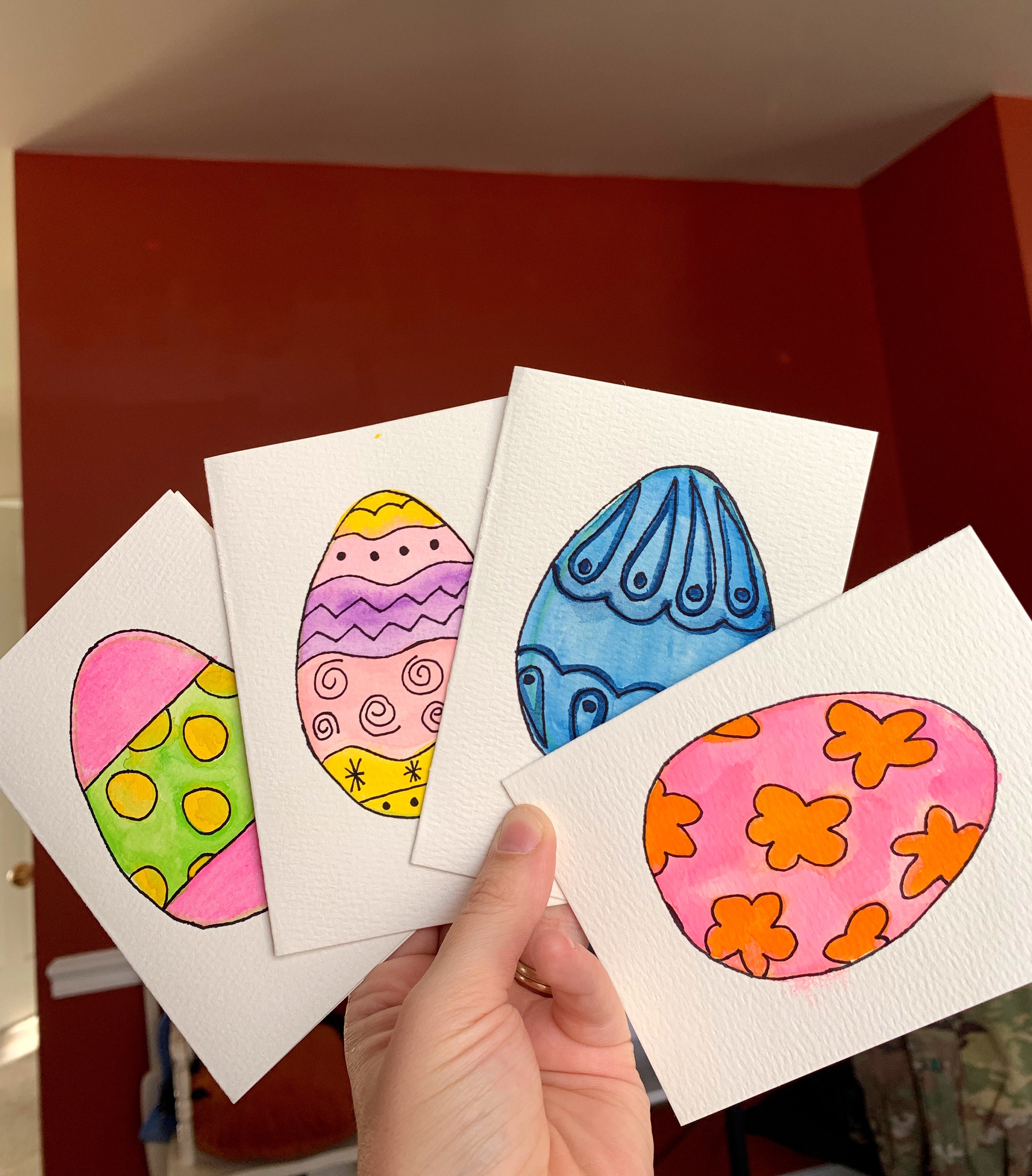 Easter Egg Cards Handmade Easter Cards Hand Painted Easter Egg Greeting ...