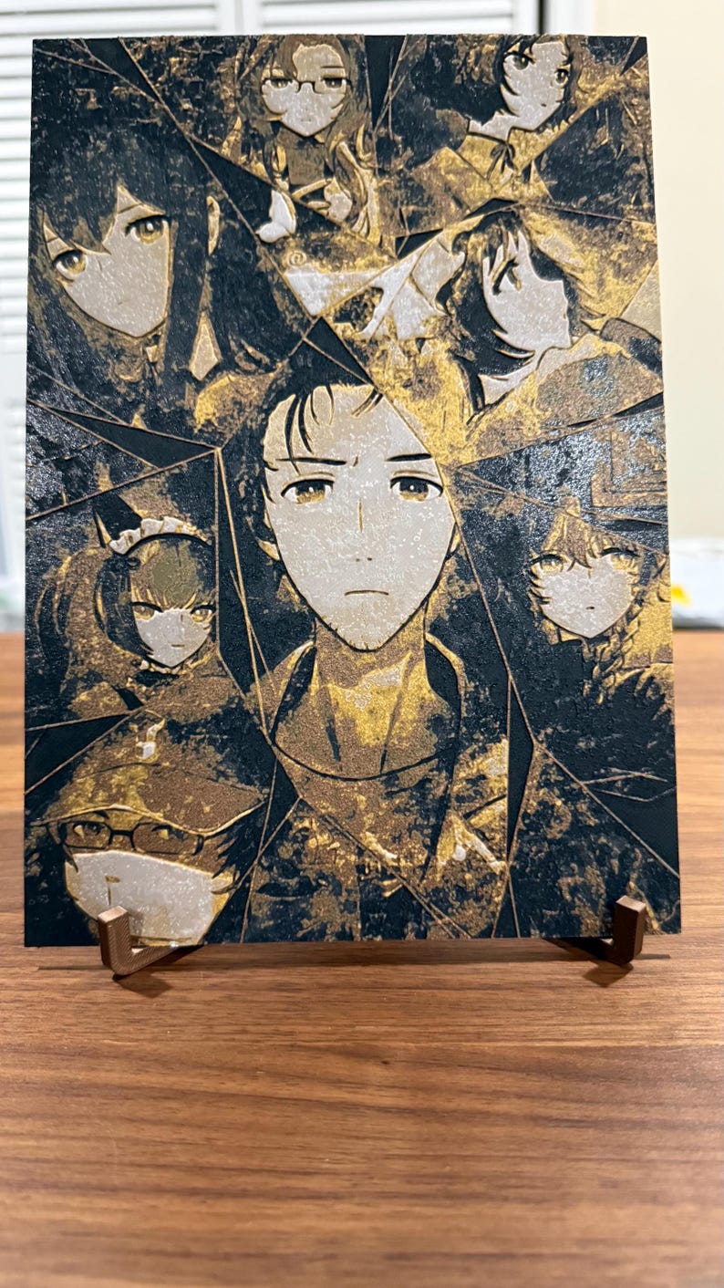 Steins;gate Okarin Kurisu Daru 3D Poster Art Print W/ Metallic Texture ...