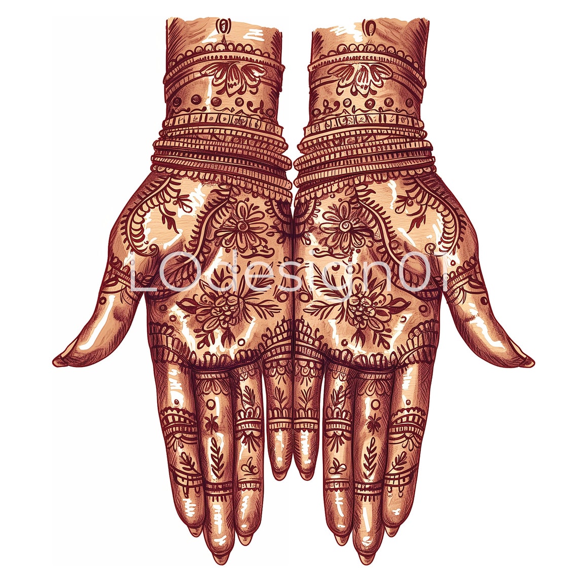 Henna Hands Illustration - Etsy
