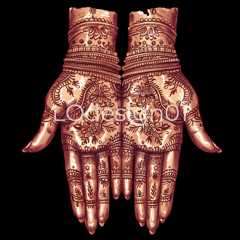 Henna Hands Illustration - Etsy