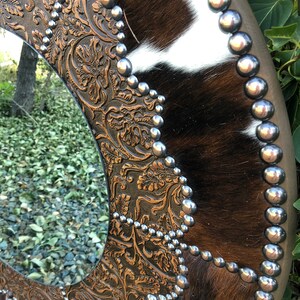Tooled Leather & Cowhide Fancy Western Cowboy Ranch Decor 36" Round ...