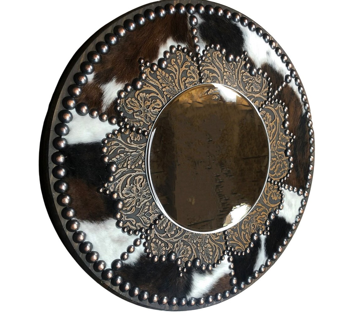 Tooled Leather & Cowhide Fancy Western Cowboy Ranch Decor Gilded 24 ...