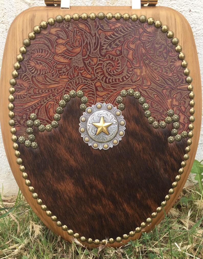 Western Cowhide & Embossed Leather Brindle Cowhide Cowboy Star - Etsy