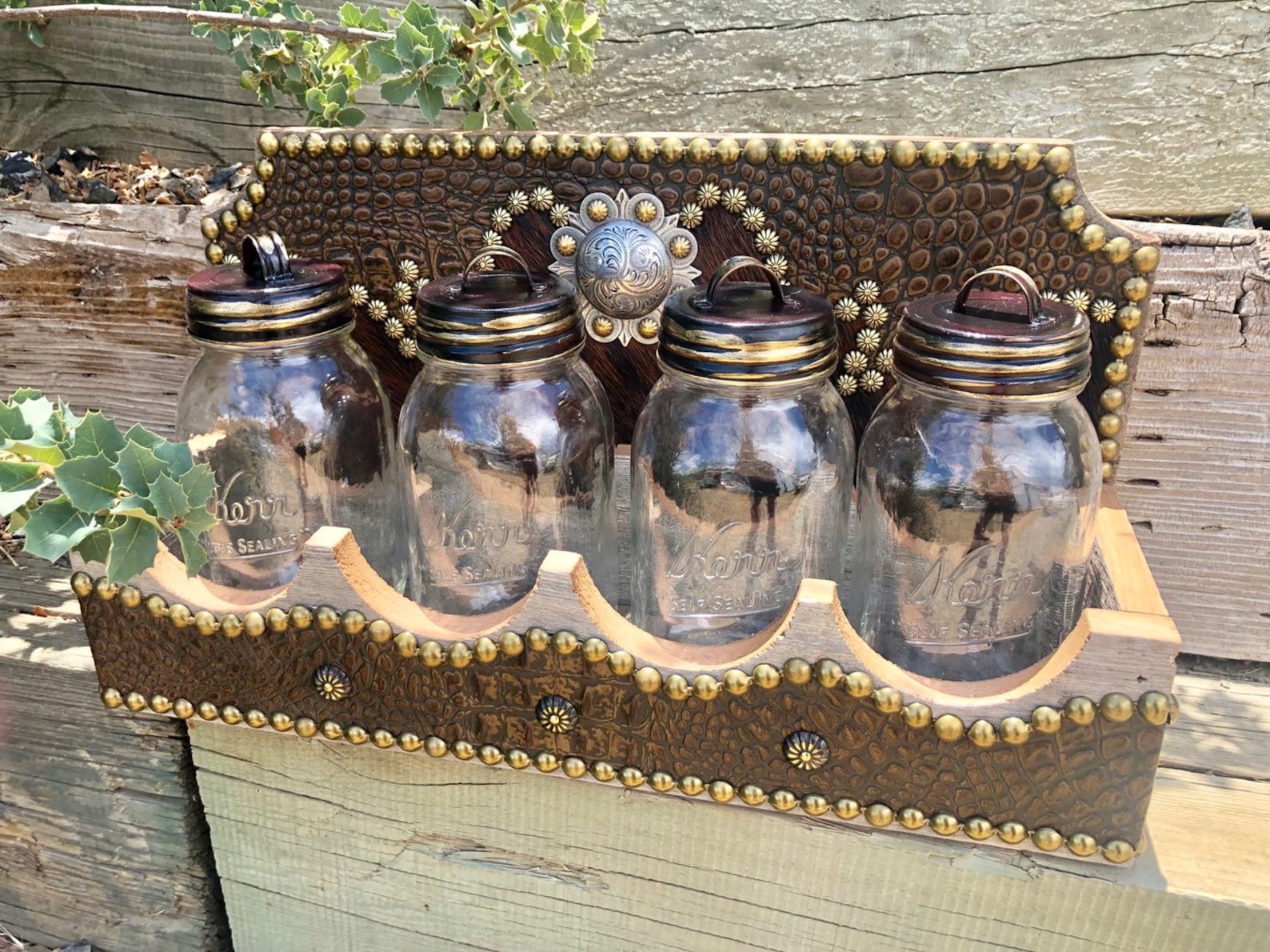 Western Kitchen Decor Fancy Mason Jar Canisters Set With Barn - Etsy