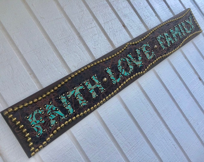 Cowboy Western Decor Cowhide Letter FAITH LOVE FAMILY Sign Rustic Wood ...