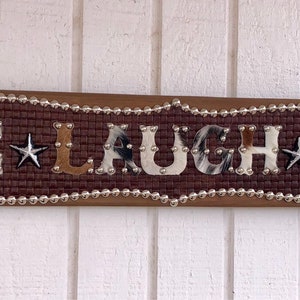 Cowboy Western Decor Cowhide Letter LIVE LAUGH LOVE Sign Rustic Wood 36 ...