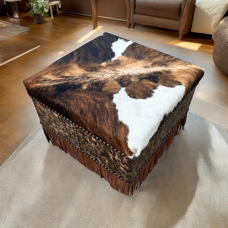 Cowhide Ottoman - Etsy