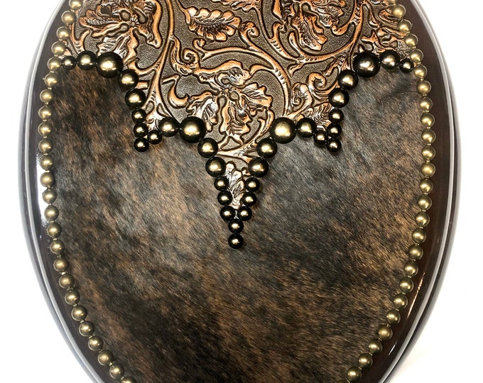 Western Cowhide & Embossed Floral Leather Cowhide Cowboy Decor SOLID ...
