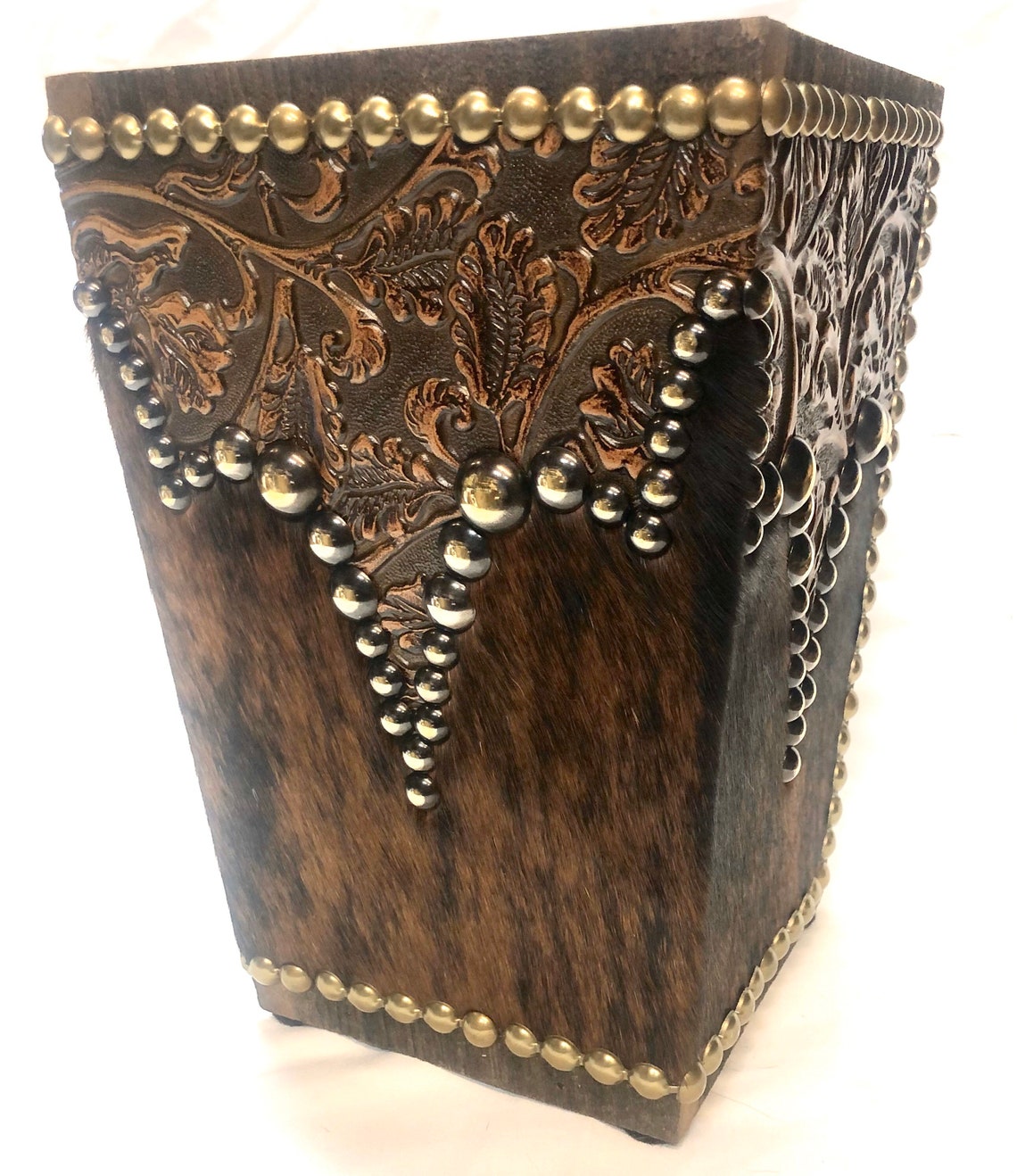 Gorgeous Unique Leather & Cowhide Western Decor Waste Basket - Etsy