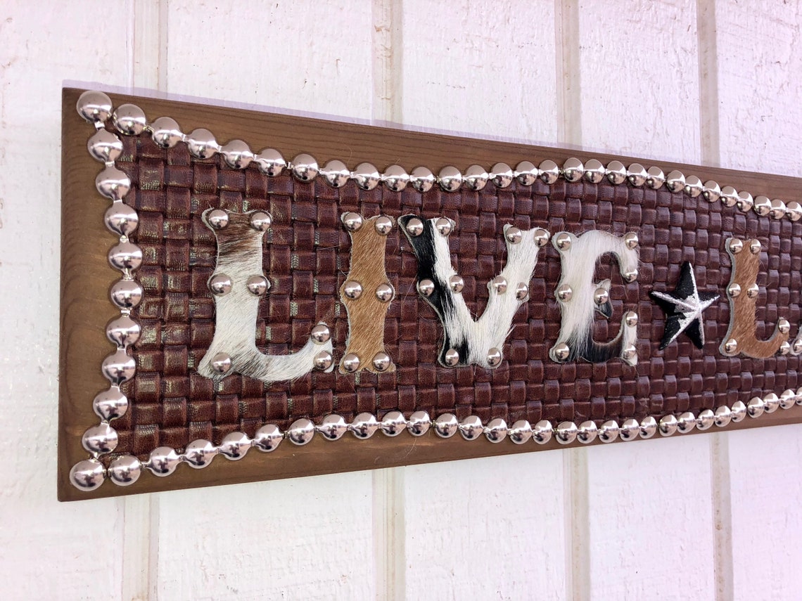Cowboy Western Decor Cowhide Letter LIVE LAUGH LOVE Sign | Etsy