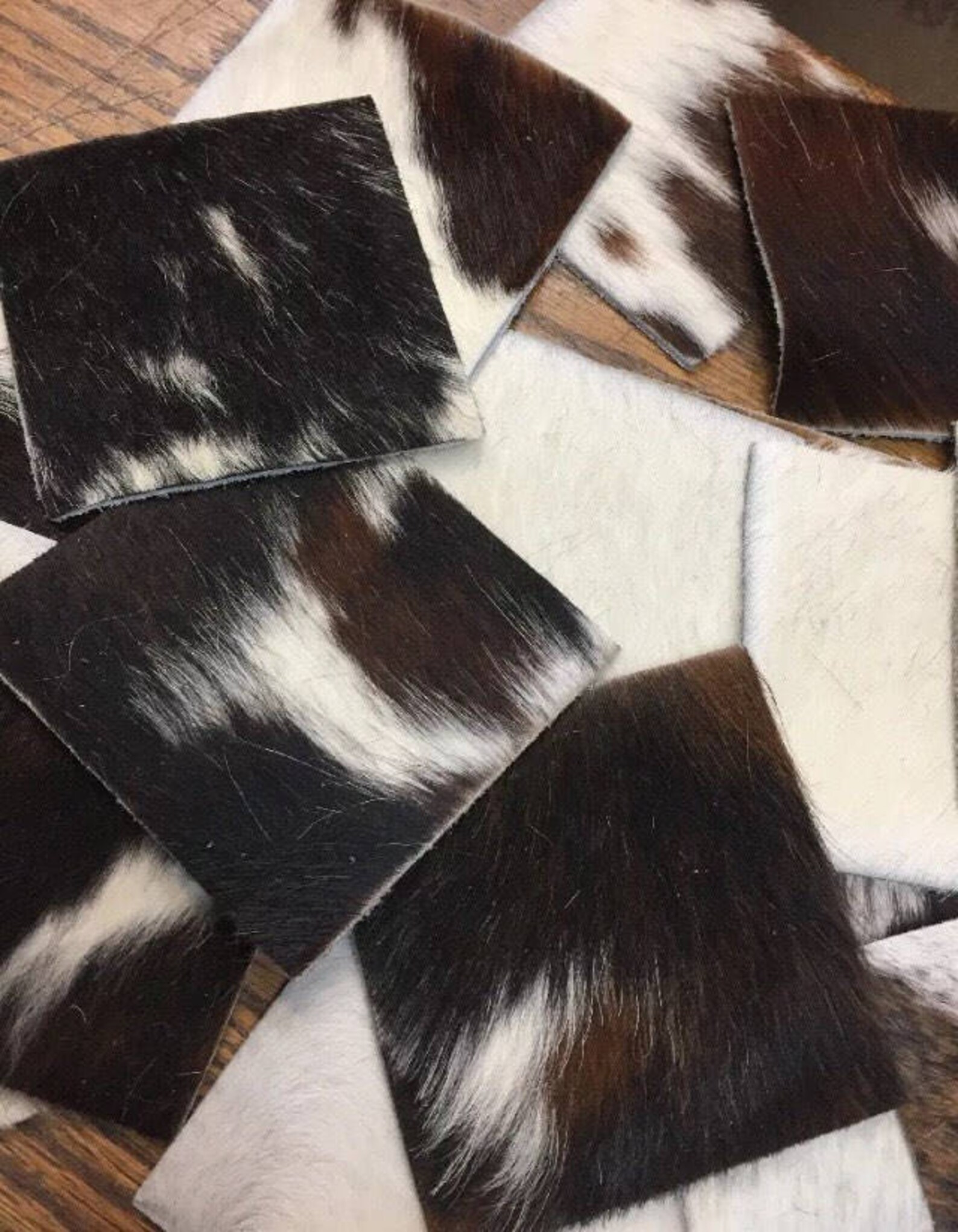 24 Die-cut Assorted Hair on Cowhide 4x4 Squares Scraps | Etsy