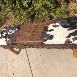 Cowboy Western Decor Padded Genuine Leather and Cowhide Farmhouse ...