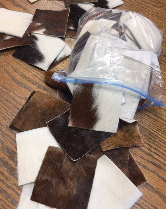 24 Die-cut Assorted Hair on Cowhide 4x4 Squares Scraps | Etsy