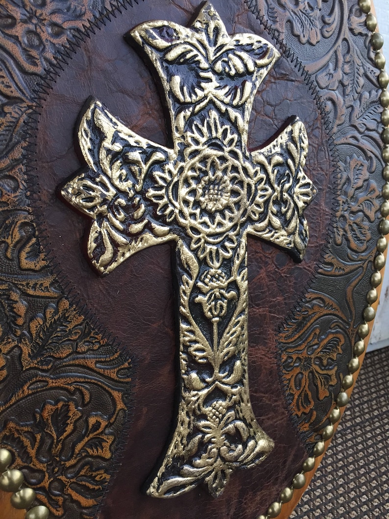 Western Cowhide & Embossed Leather Cowboy Keyhole Cross Oak Toilet Seat ...