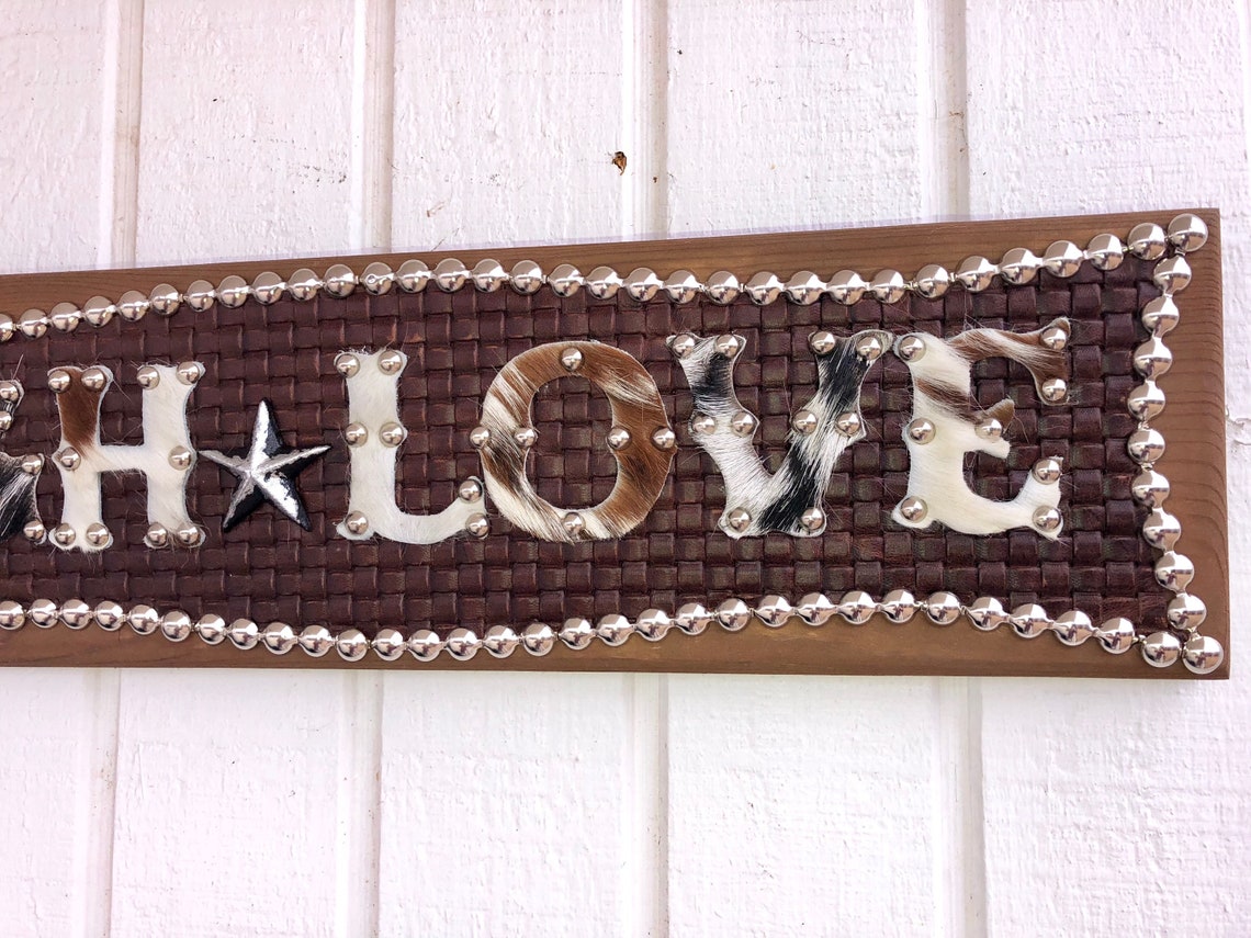 Cowboy Western Decor Cowhide Letter LIVE LAUGH LOVE Sign | Etsy