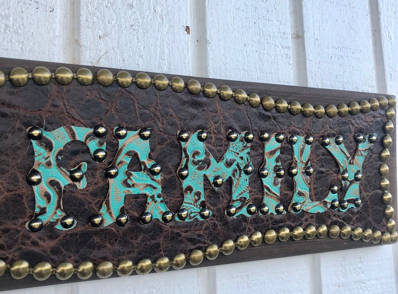 Cowhide Leather FAITH LOVE FAMILY Sign, Western Farmhouse Decor - Etsy