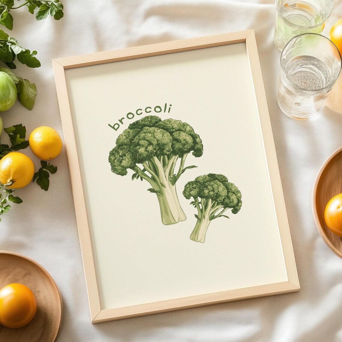Vintage Broccoli Botanical Print: Kitchen Wall Art (digital Download ...