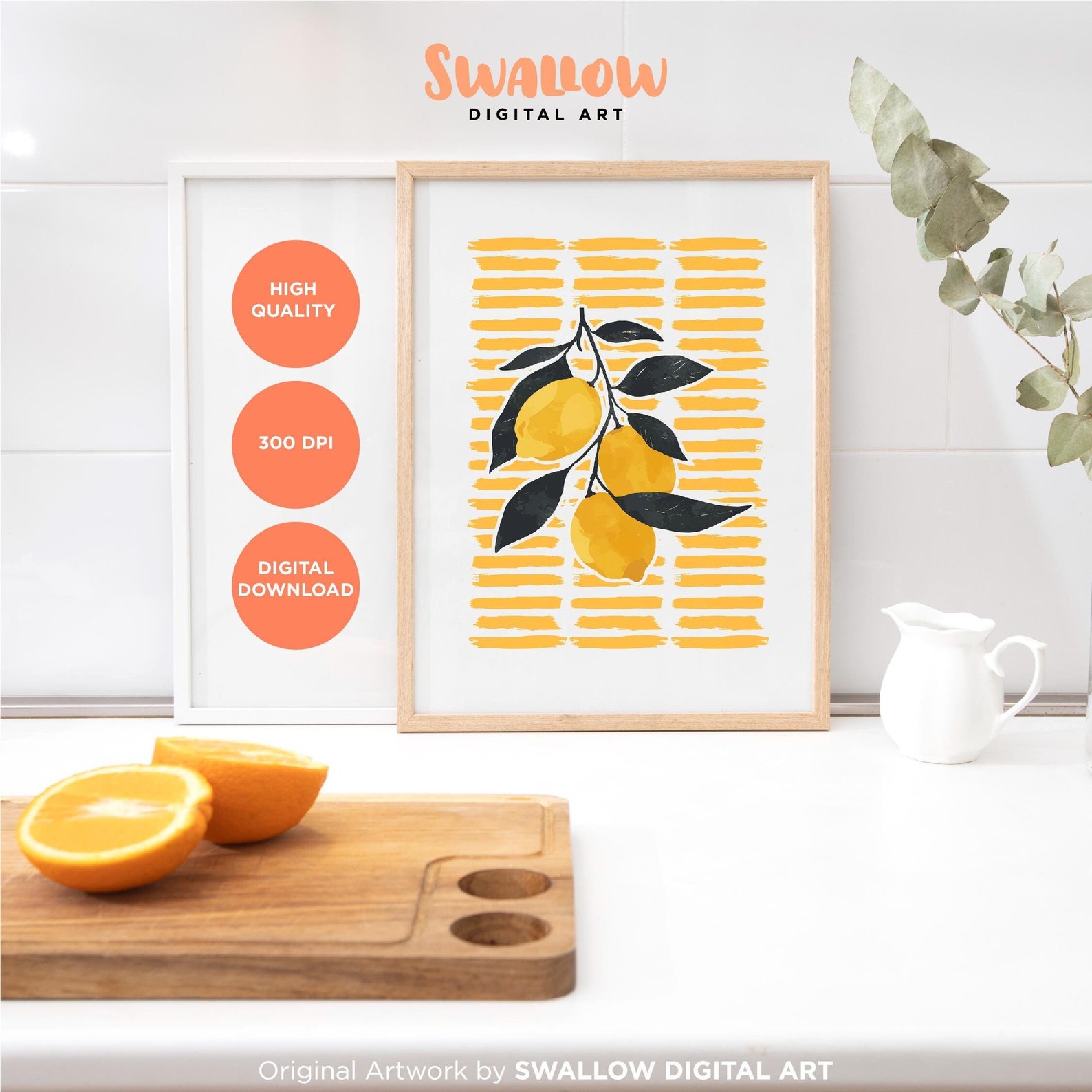 Minimalist Lemon Print: Kitchen Wall Art (digital Download) - Etsy