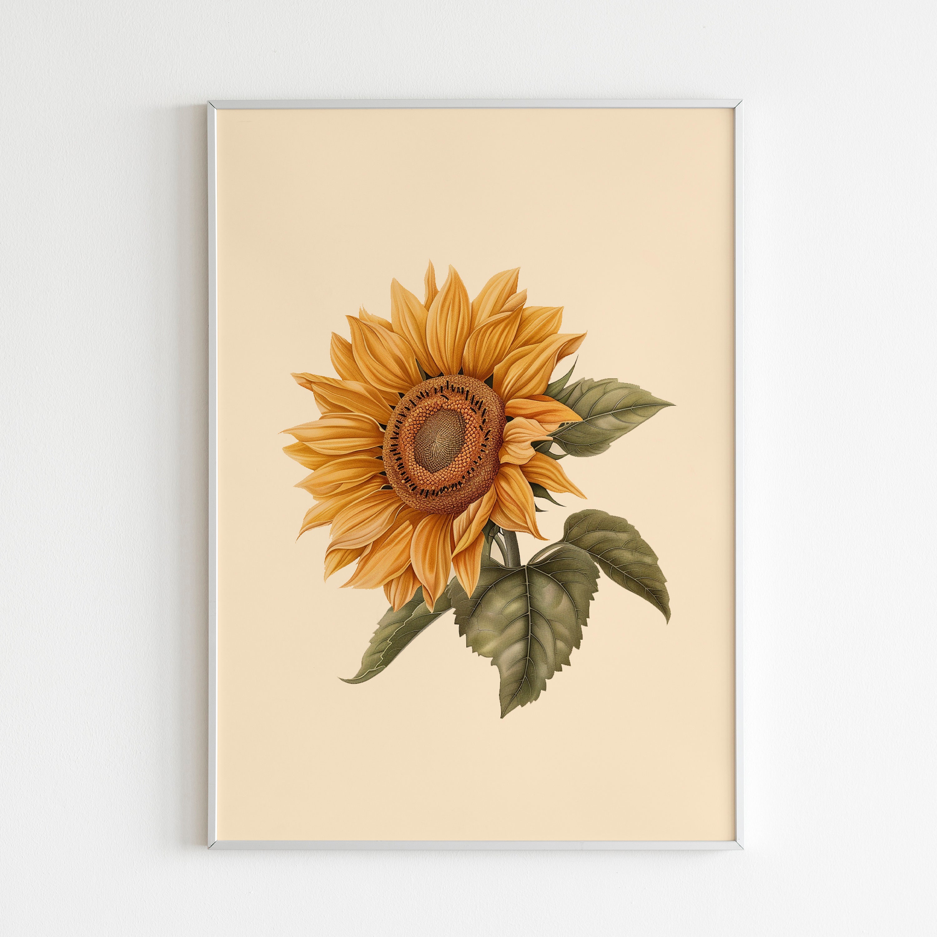 Set of 3 Sunflowers Wall Art Print, Botanical Print Set, Living Room ...