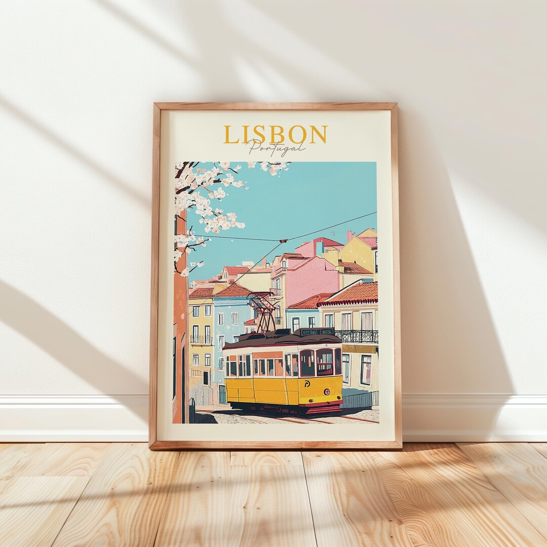 Lisbon Tram Art Print: Pastel Cityscape Illustration (digital Download ...