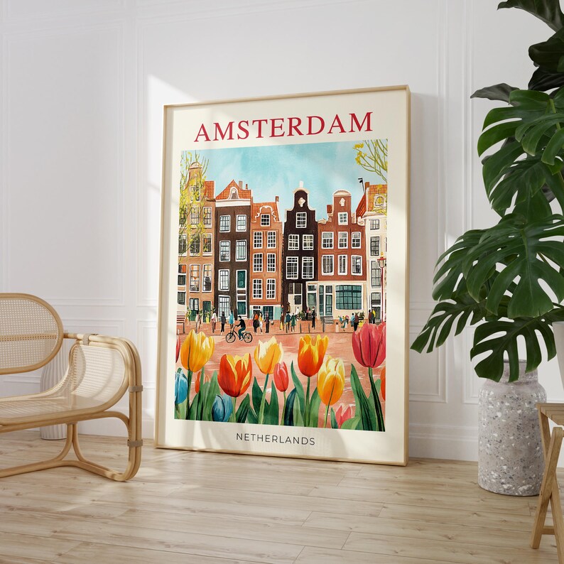 Amsterdam Wall Art, Netherlands Print, Flower Market Print, Botanical ...