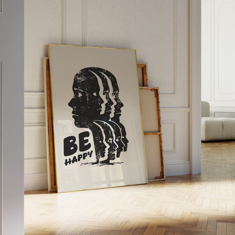 Abstract Faces Wall Art, Black and White Poster, Modern Wall Art ...