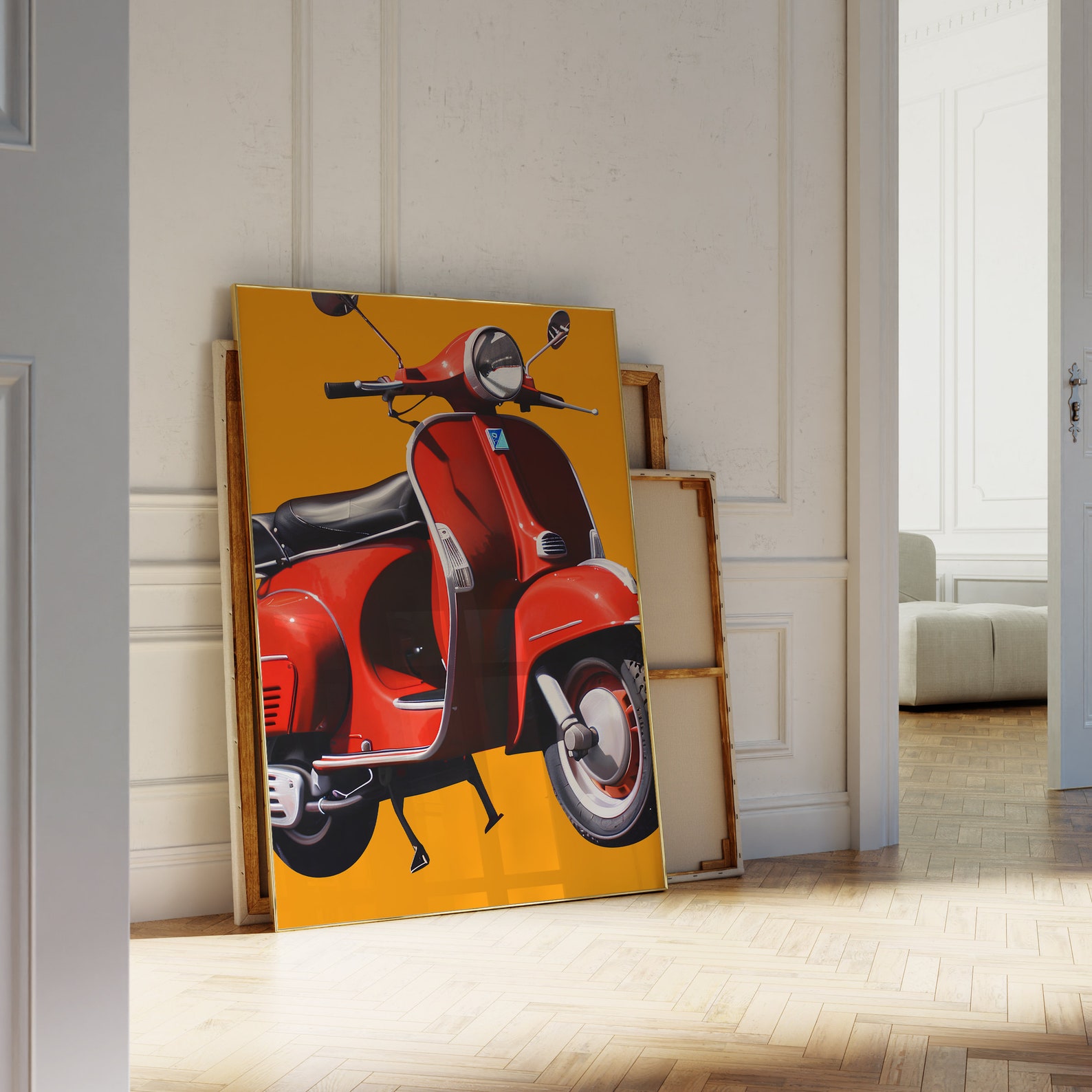 Retro Red Scooter Wall Art Print, Digital Download, Printable ...